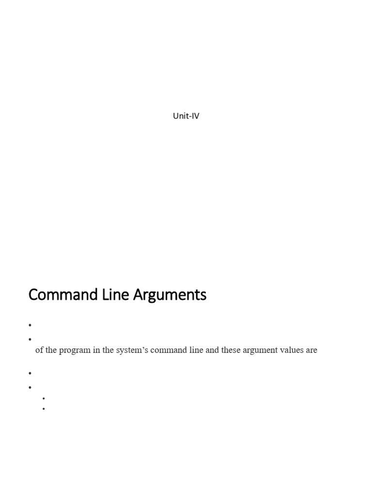 Unit Iv Command Line Arguments Pdf Parameter Computer Programming