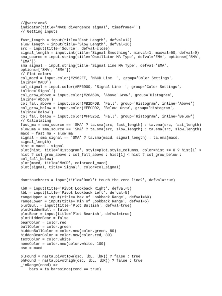 MACD Divergence Signal Script | PDF | Private Sector | Financial Accounting