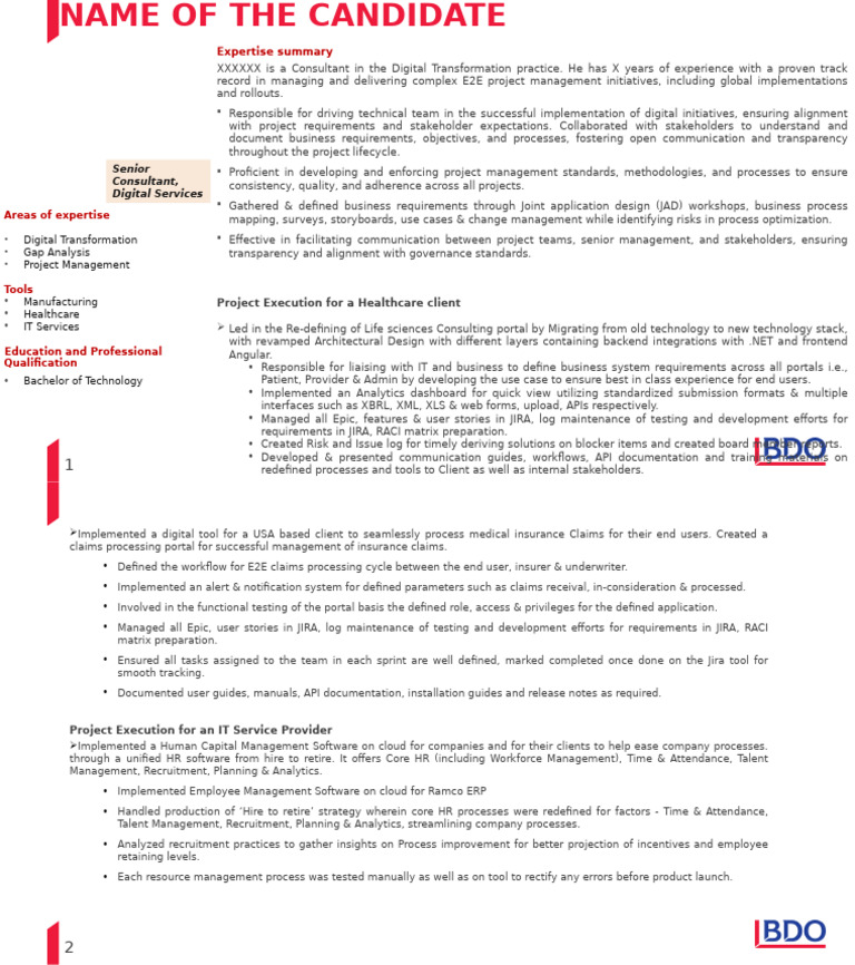 Sample CV (1) (1) | PDF | Project Management | Computing