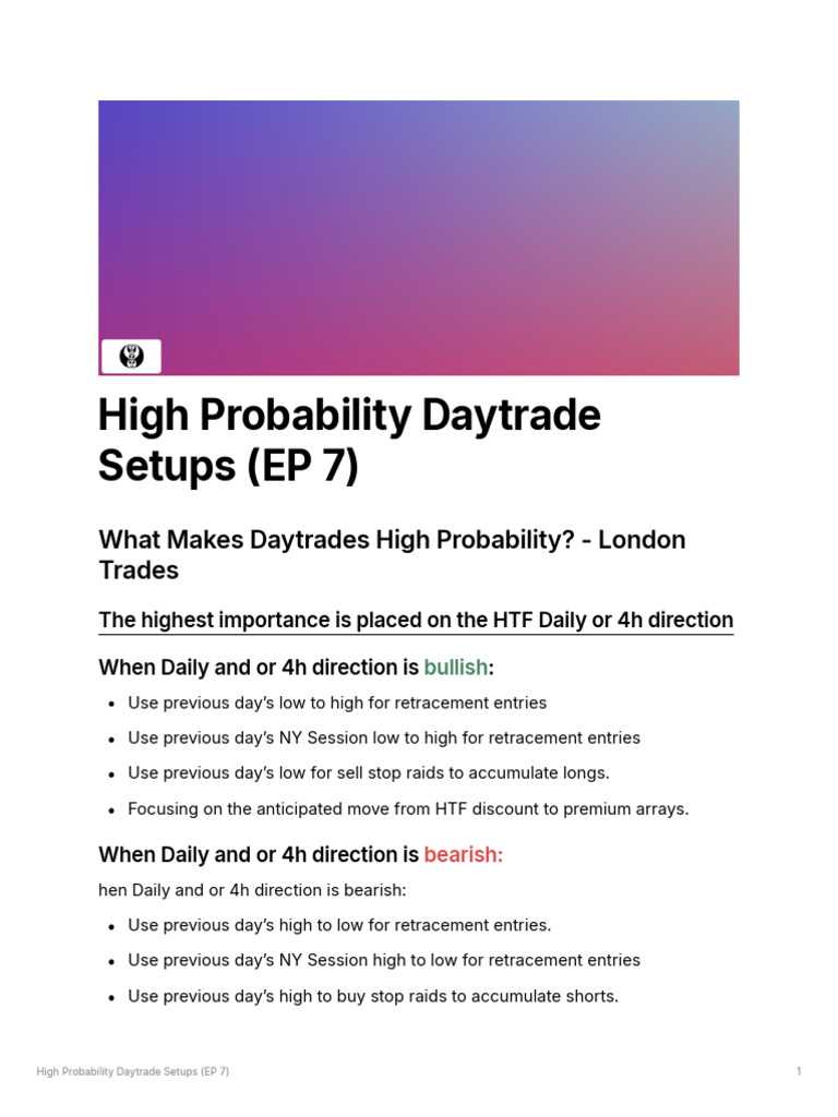 High Probability Daytrade Setups (EP 7) | PDF | Day Trading ...