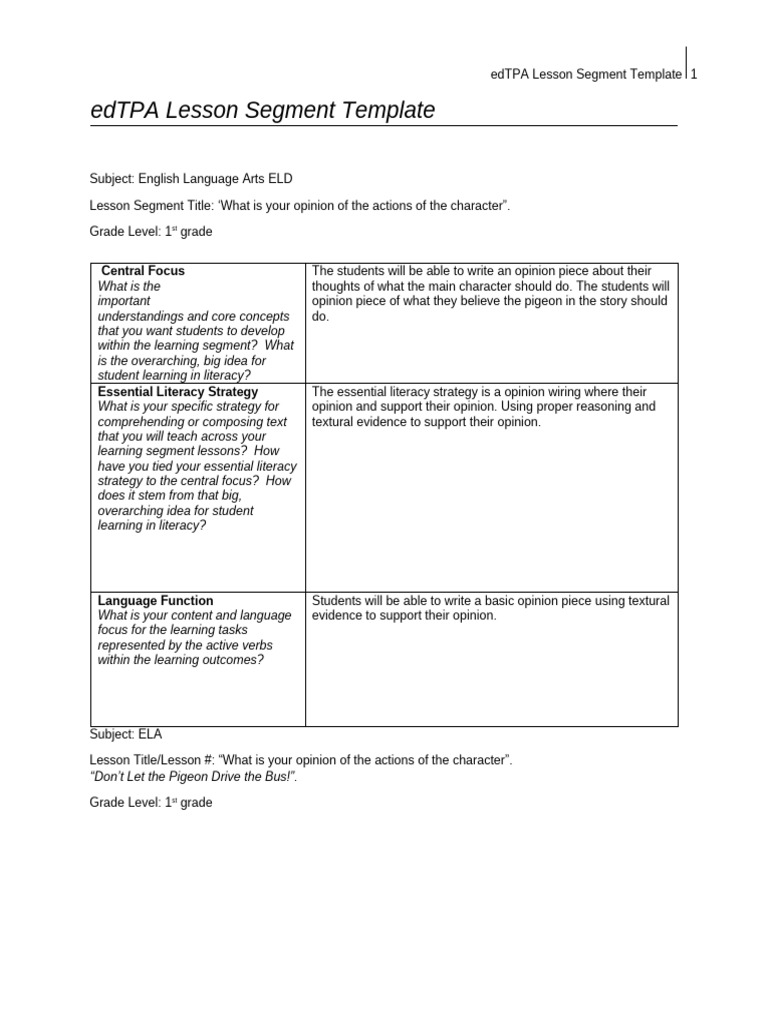 edTPA Lesson Segment+new | PDF | Educational Assessment | Teachers