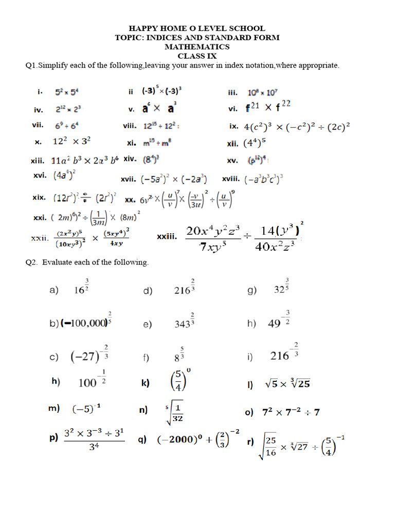 Indices and ST - Form (Ex.4a - 4B) | PDF