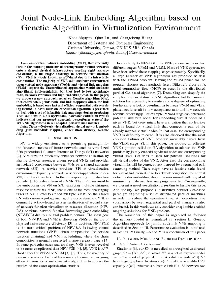 Joint Node Link Embedding Algorithm Based On Genetic Algorithm In 9086