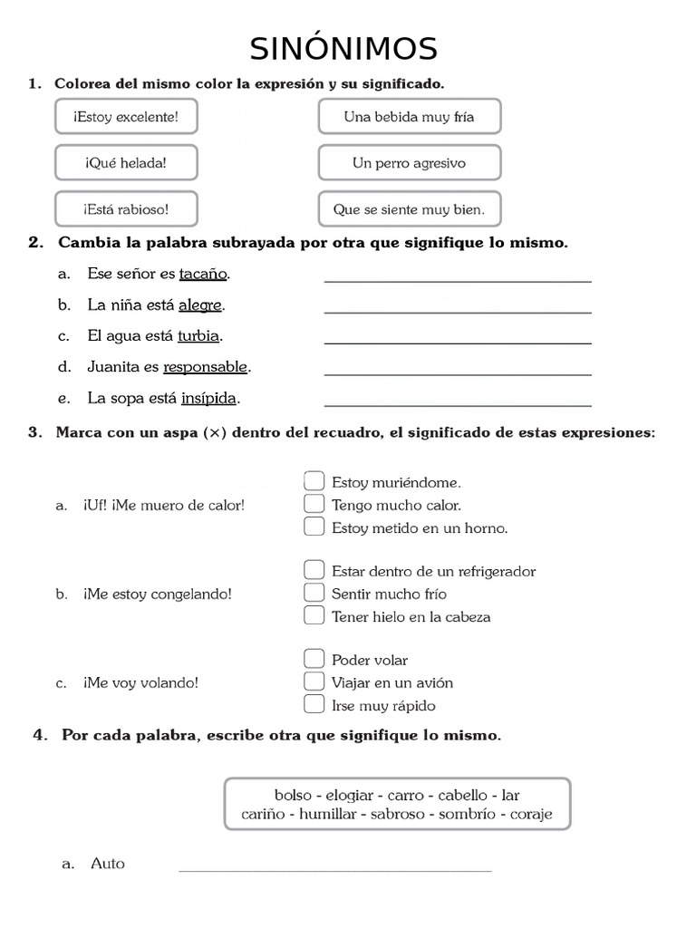SINÓNIMOS Y ANTONIMOS | PDF