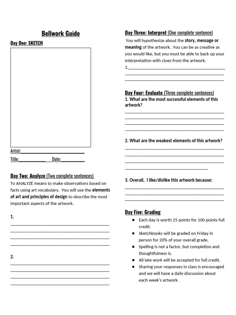 Printable Art History Warm Up Guide | PDF | Cognition | Cognitive Science