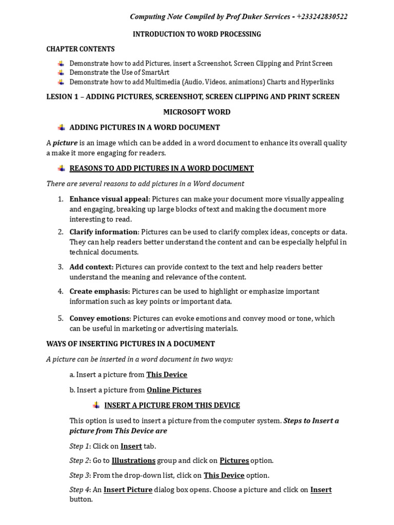 BASIC 9 - Introduction To Word Processing - PROF DUKE | PDF | Hyperlink ...