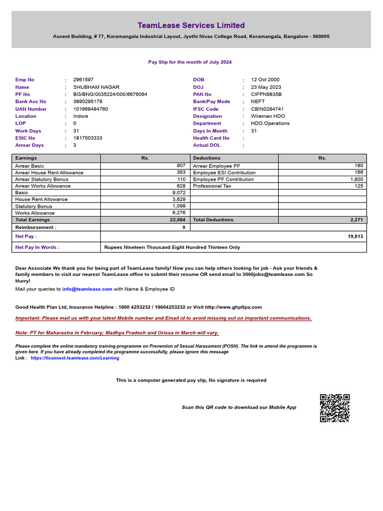 PaySlip_July_2024 | PDF