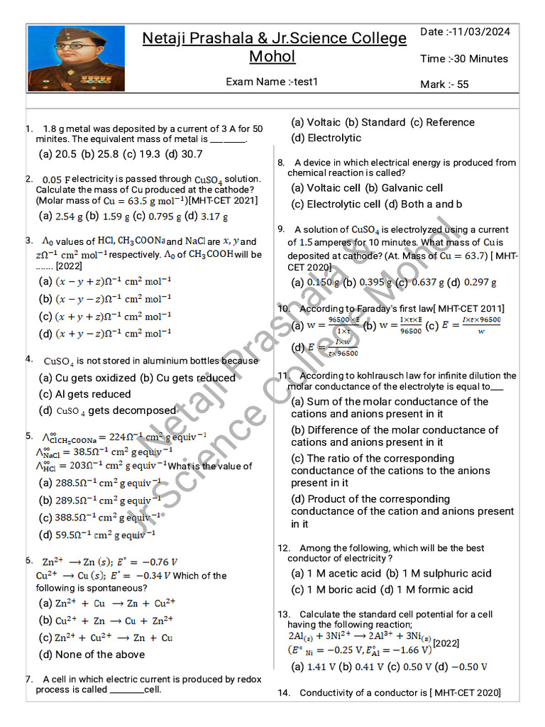 Electro 1. 2024 | PDF | Redox | Ion