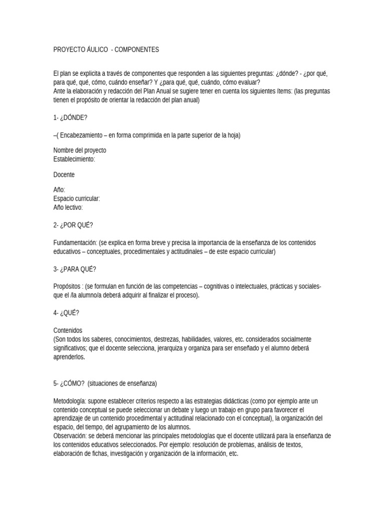partes de un proyecto | PDF | Evaluación | Enseñando
