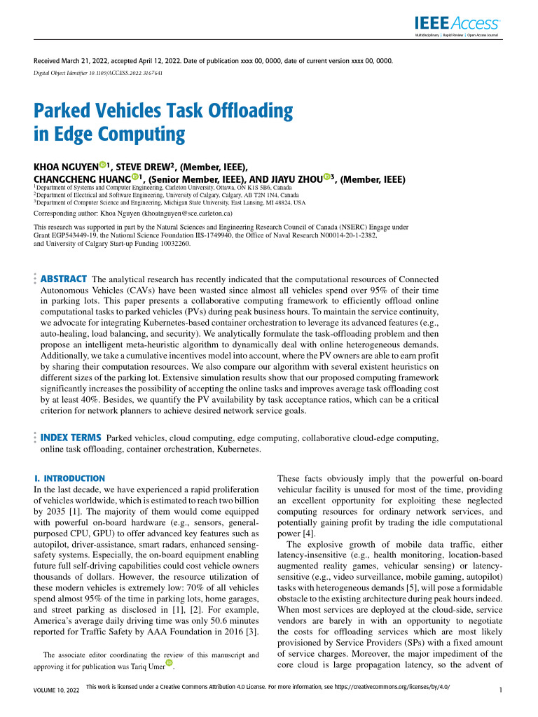 Parked Vehicles Task Offloading in Edge Computing | PDF | Computer ...