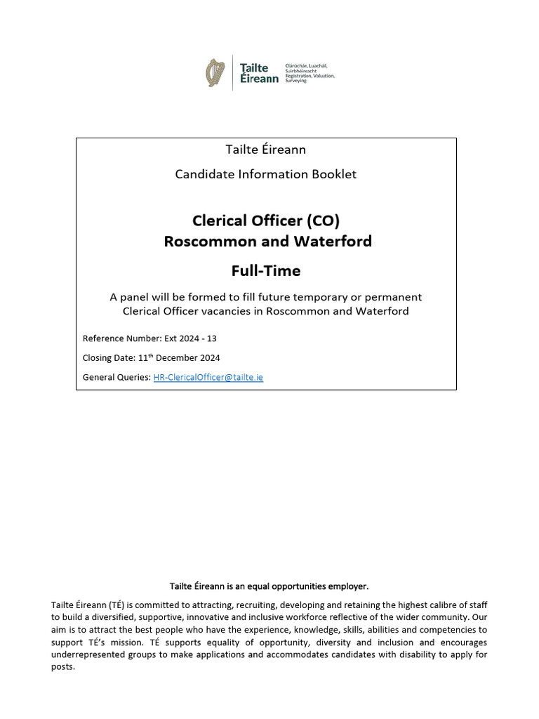 Ext Clerical Officer Ref 13 2025 | PDF | Employment