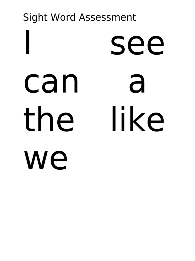 Sight Words Asessment (In Wonders Order) | PDF