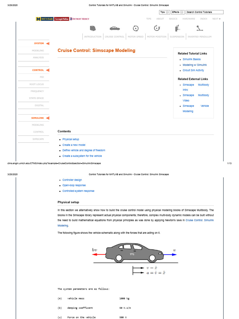 6 Control Tutorials For MATLAB and Simulink - Cruise Control - Simulink ...