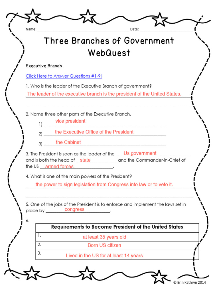 Chapter7Branches of US Government WebQuest | PDF | United States ...