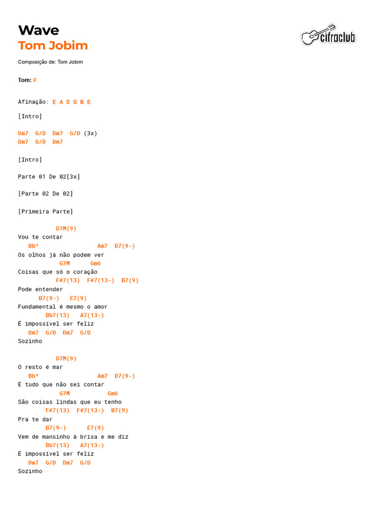 Cifra Club - Tom Jobim - Wave | PDF