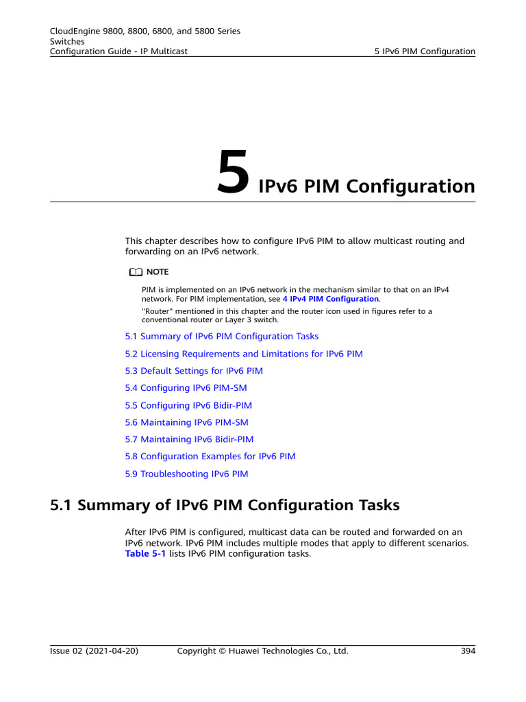 01-05 IPv6 PIM Configuration | PDF | I Pv6 | Multicast