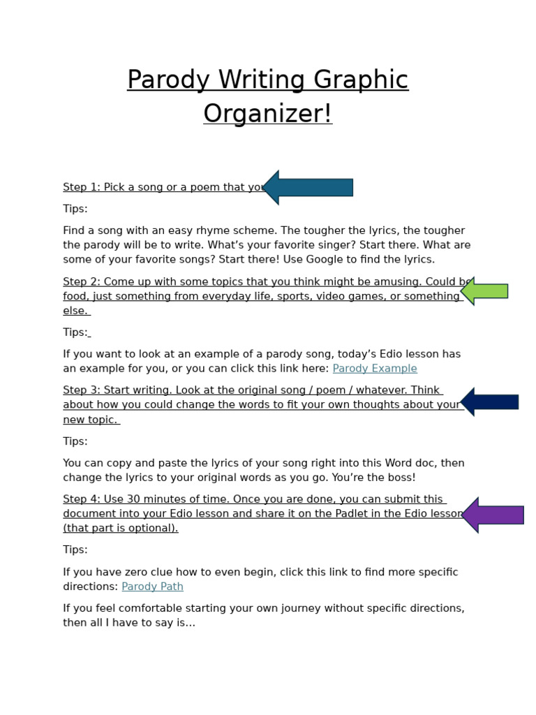Parody Writing Graphic Organizer | PDF | Nuclear Weapons | Bomb