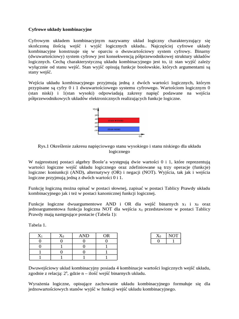 Zapis Funkcji Logicznej Układów Kombinacyjnych | PDF