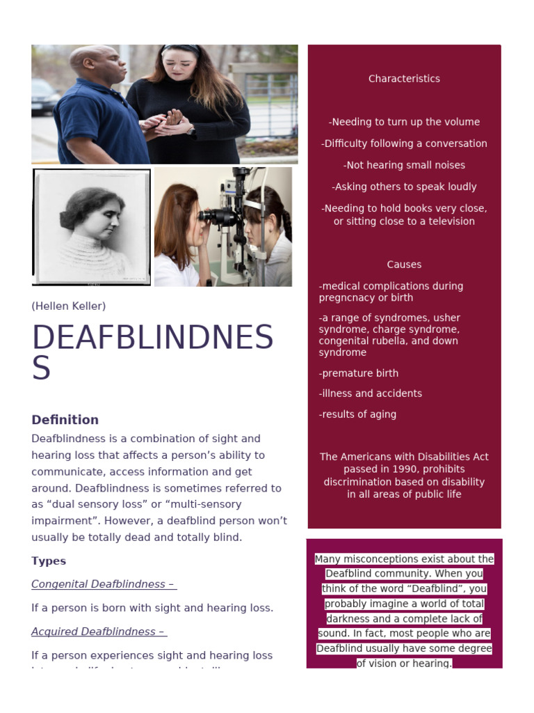 Understanding Deafblindness: Types & Causes | PDF | Hearing Loss ...