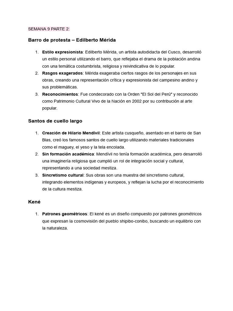 Repaso Final Arte | PDF | Folklore | Perú