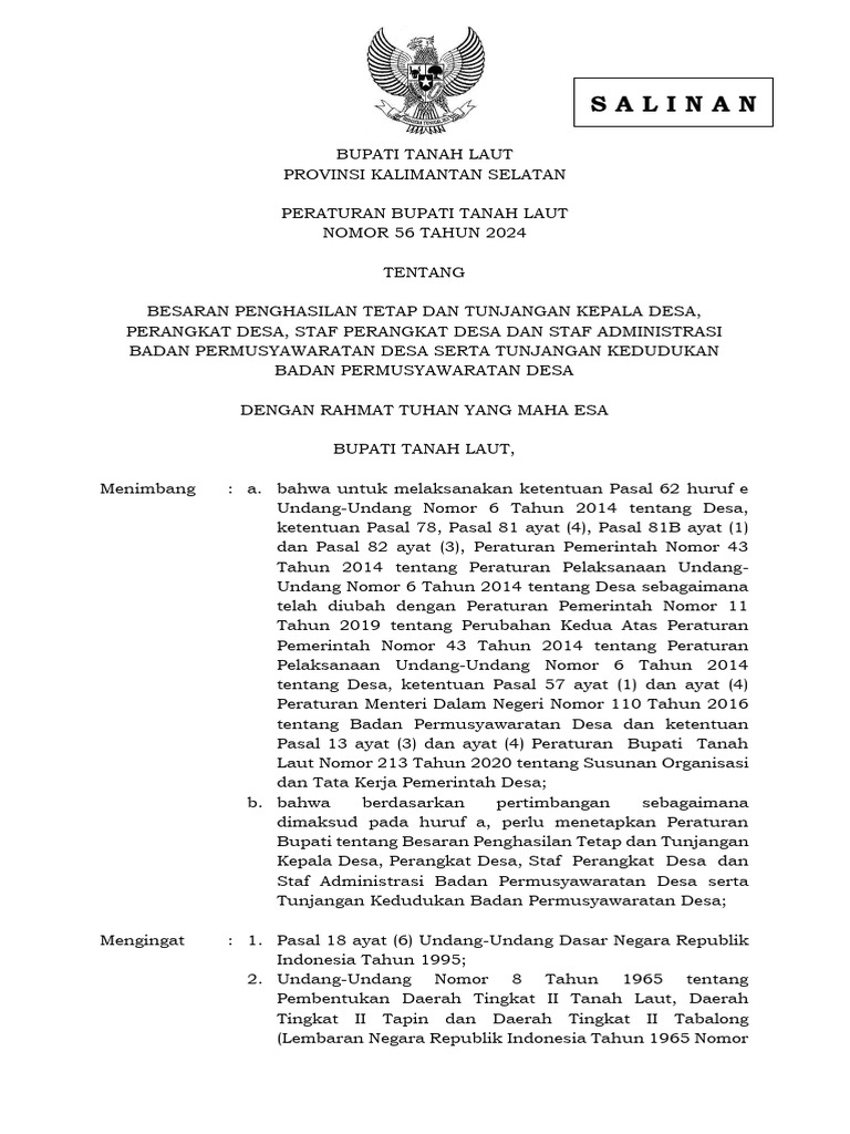PERBUP NOMOR 56 TAHUN 2024 TENTANG SILTAP | PDF