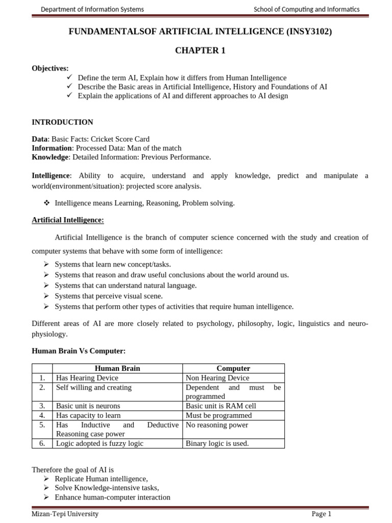 AI Chapter 1 | PDF | Artificial Intelligence | Intelligence (AI) & Semantics