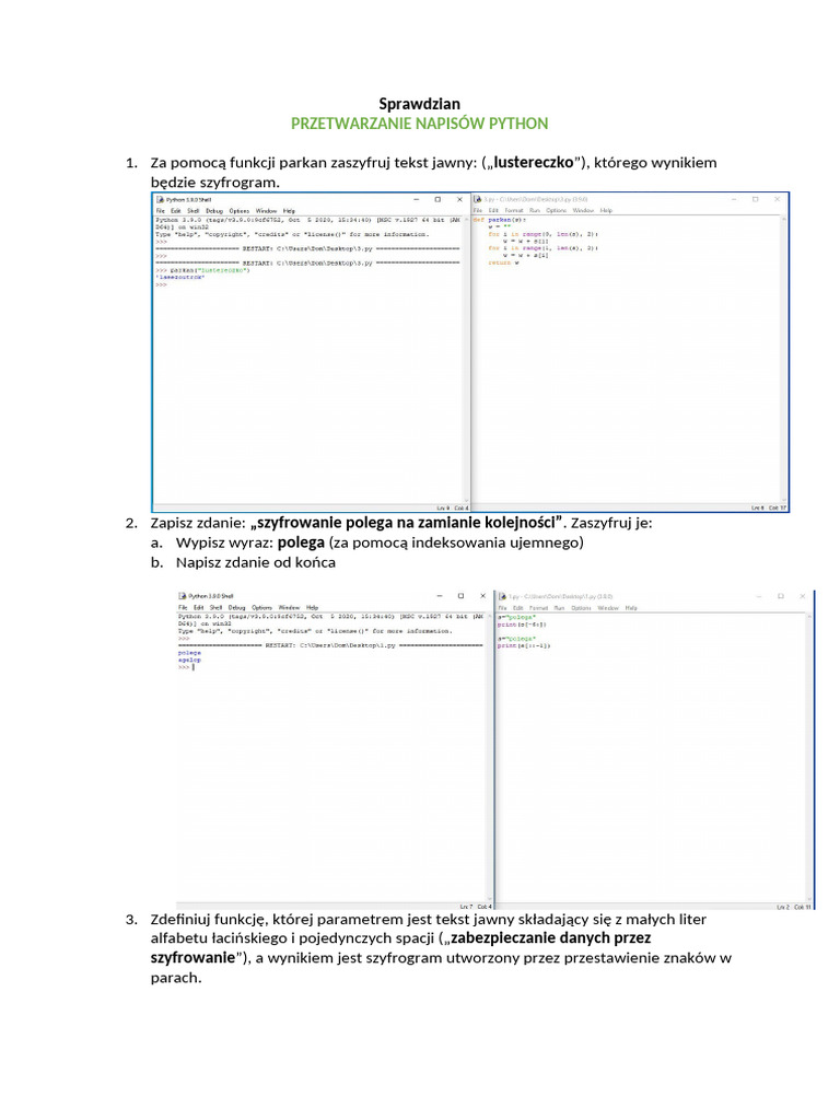 Sprawdzian8 Python (3) | PDF