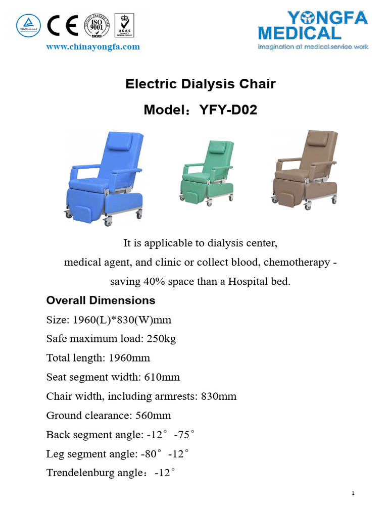 Lot#7 Catalogue For Item YFY-D02 Electric Dialysis Chair | PDF