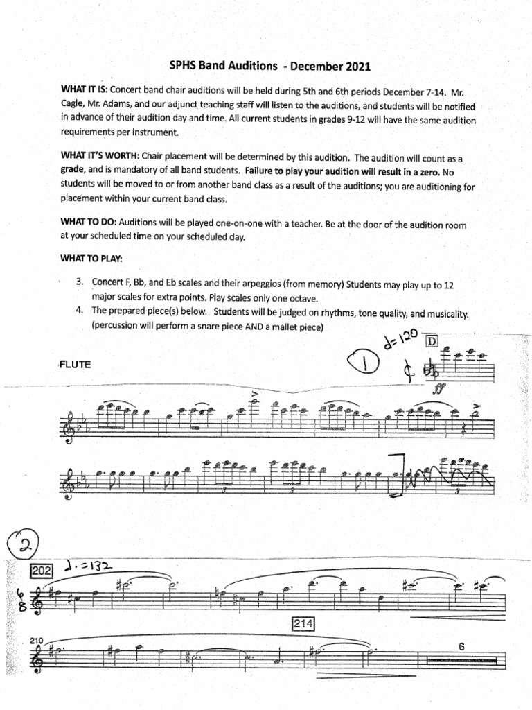 Flute Audition - CW2021 | PDF