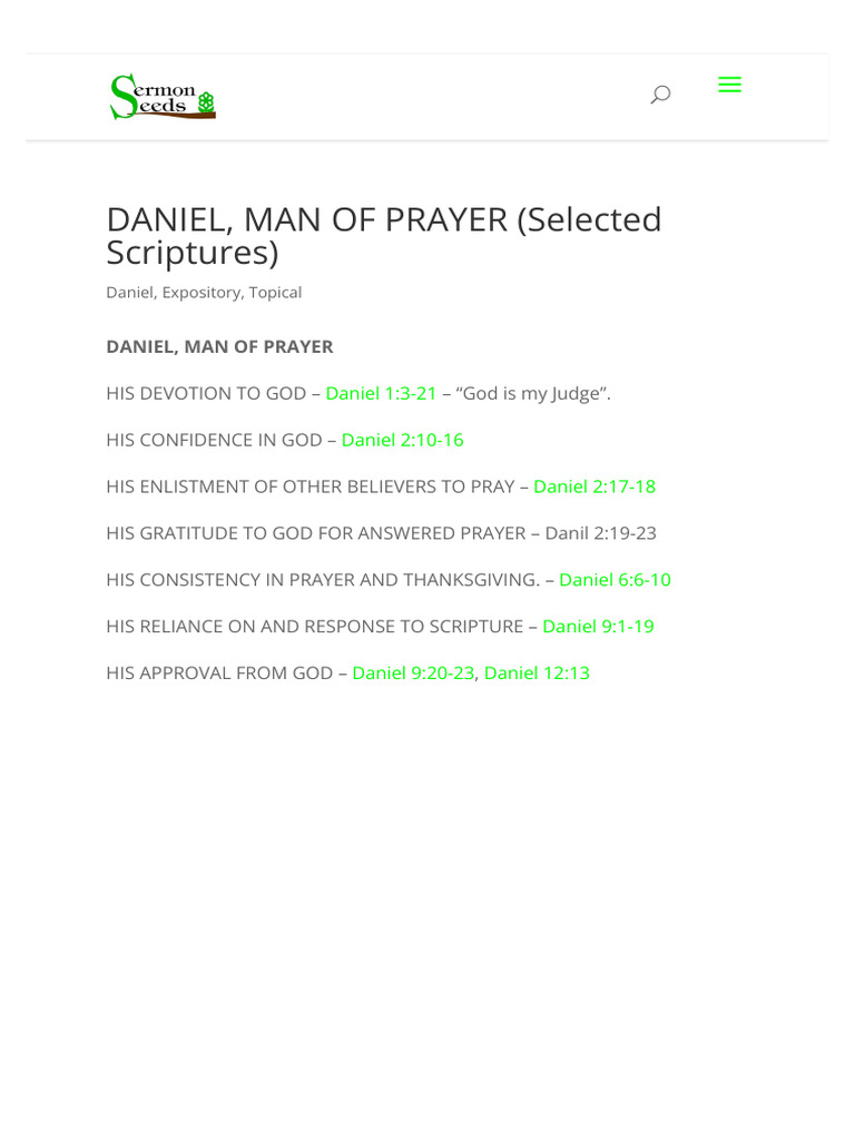 DANIEL, MAN OF PRAYER (Selected Scriptures) - Ser | PDF