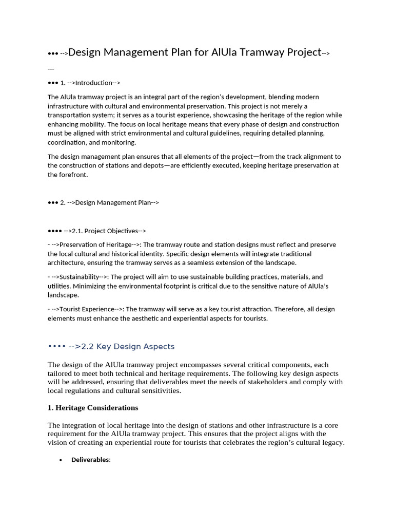 Design Management Plan For AlUla TramwayProject | PDF | Rail Transport ...