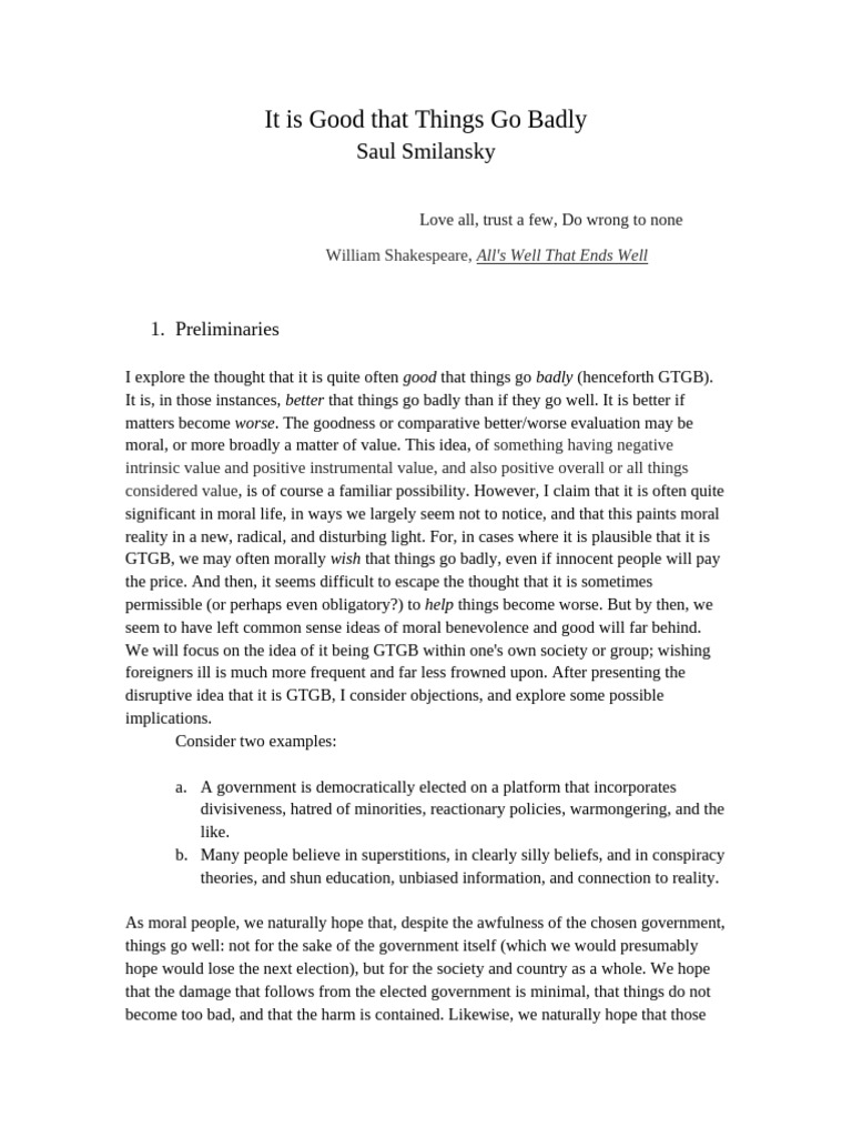 The Morality of Things Going Badly | PDF