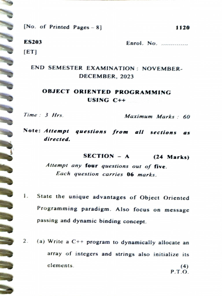 OOPs C++ Major 2023 | PDF | Computer Programming