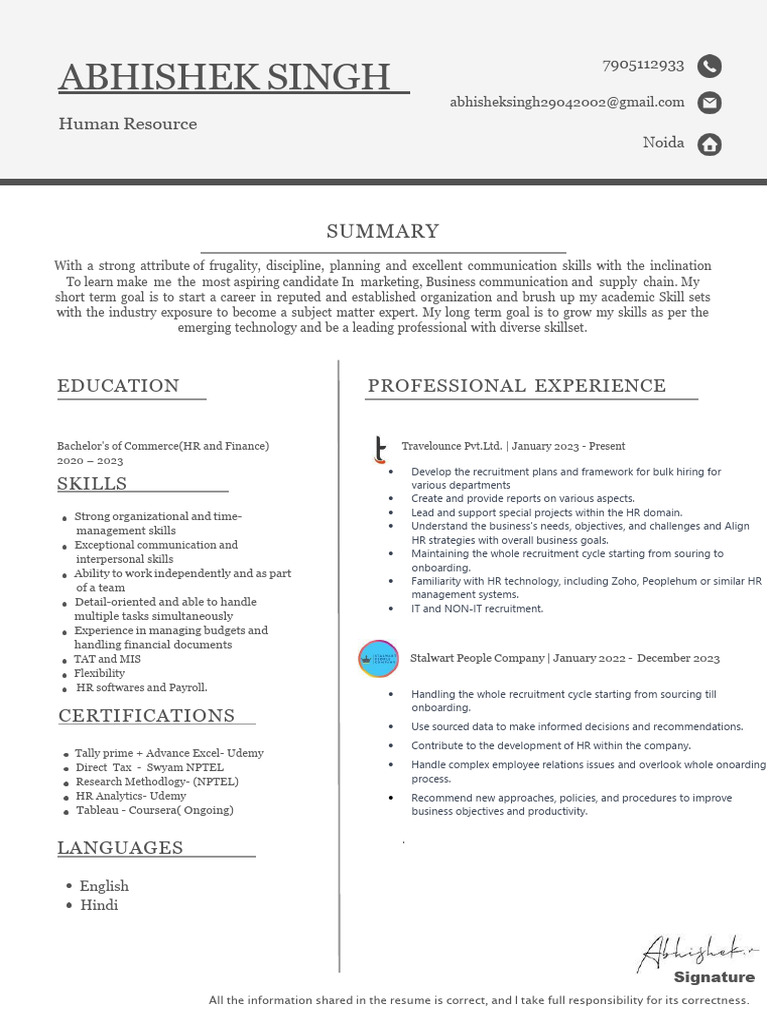 Abhishek CVF | PDF | Recruitment | Human Resource Management