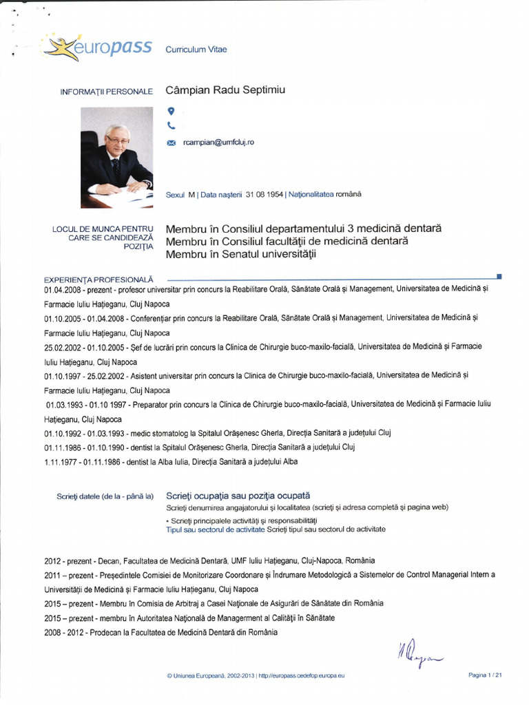 CV - Prof - Dr. Radu Septimiu Câmpian | PDF