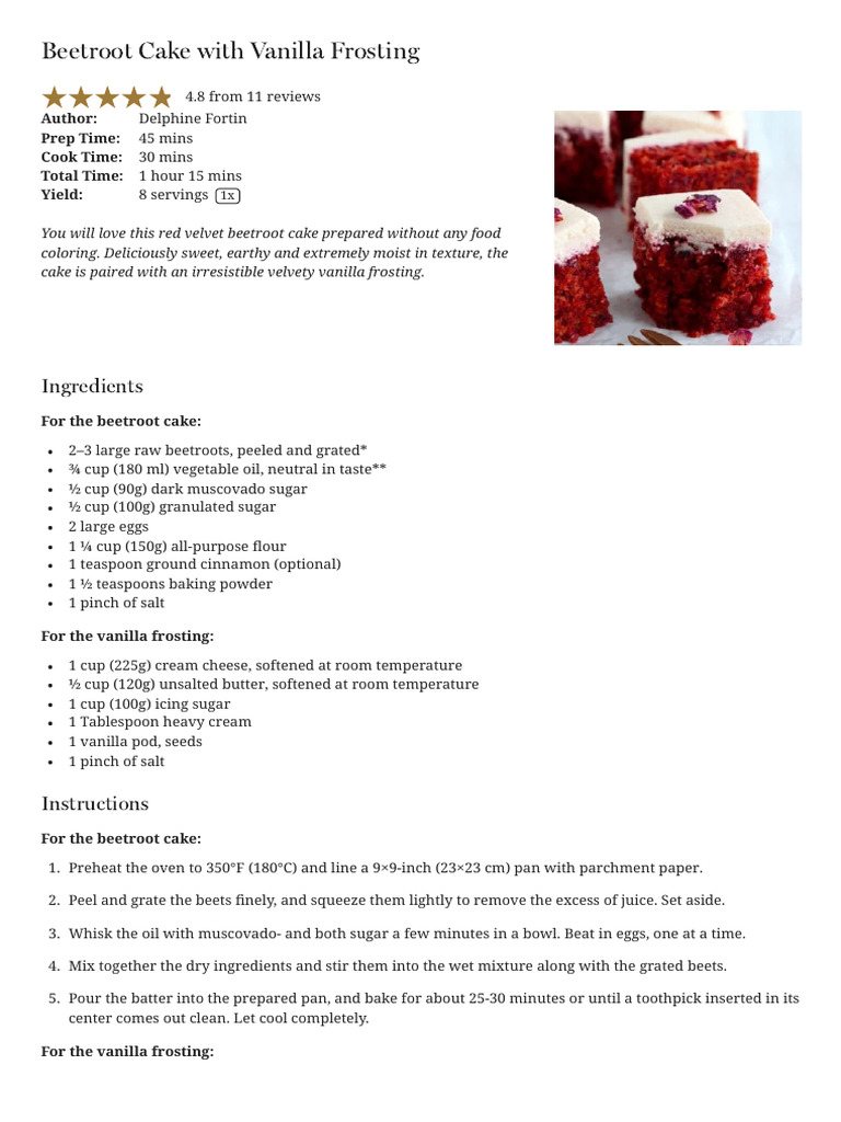 Red Velvet Beetroot Cake With Vanilla Frosting - Del's Cooking Twist ...