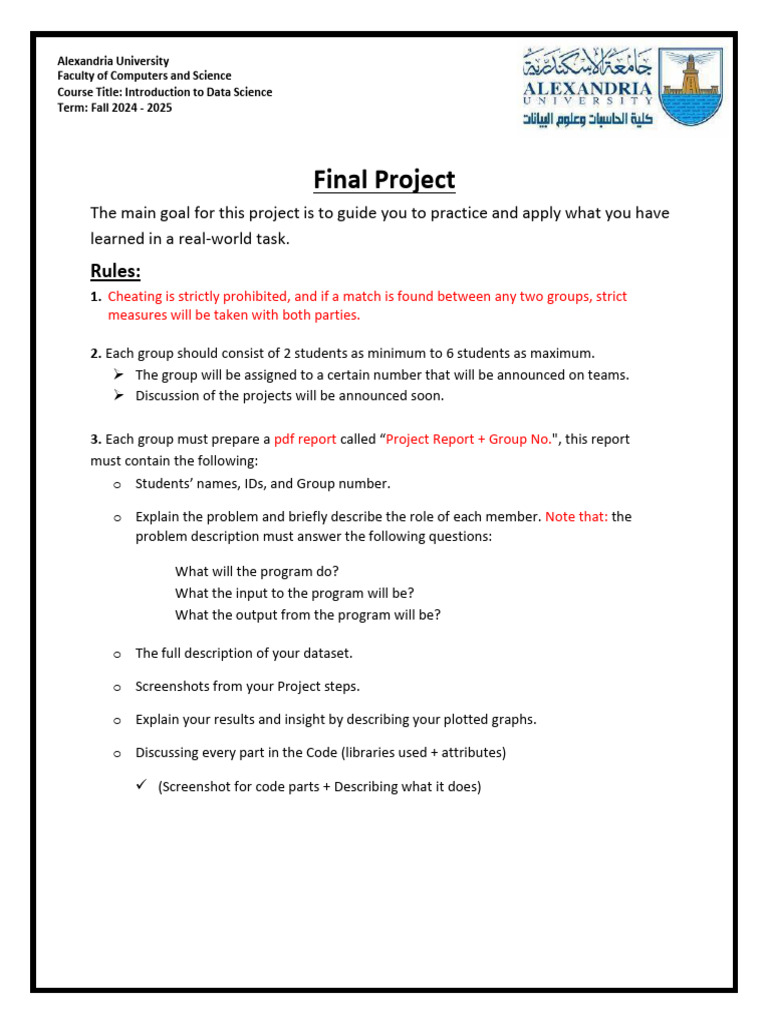 Data Science Project Guidelines 2024 | PDF | Computing | Computer Science