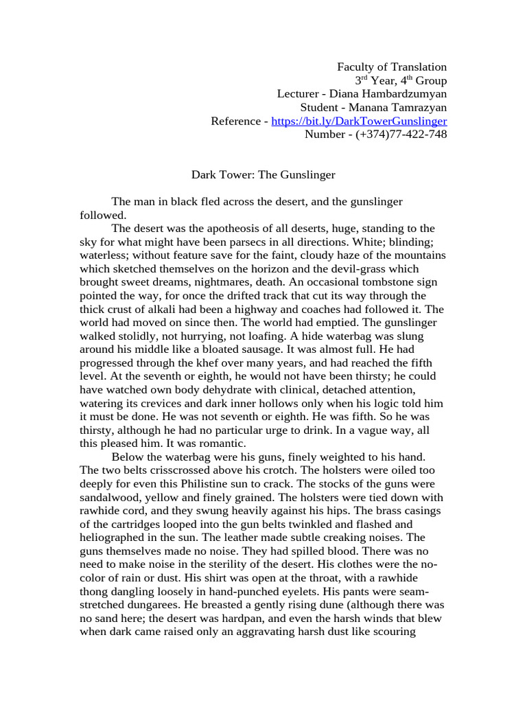 Dark Tower Translation | PDF