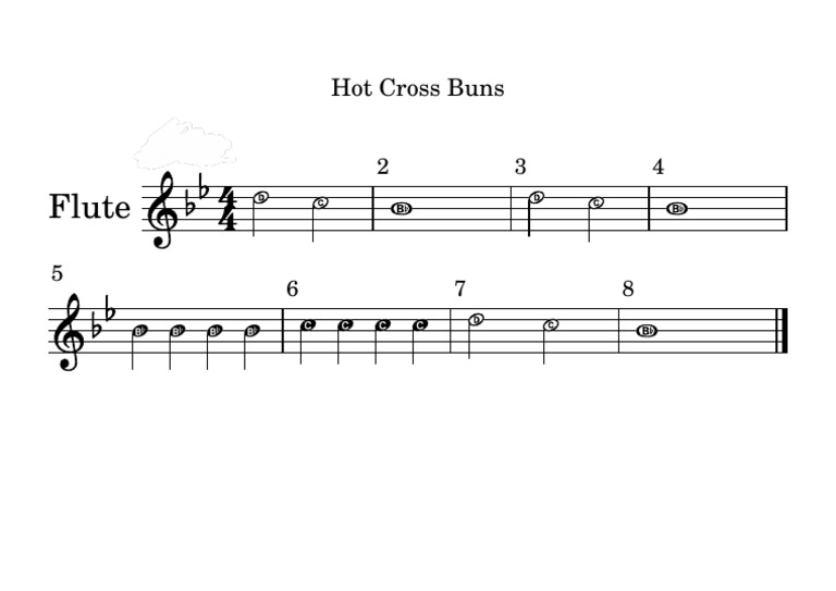 Hot Cross Buns - Flute Staff | PDF