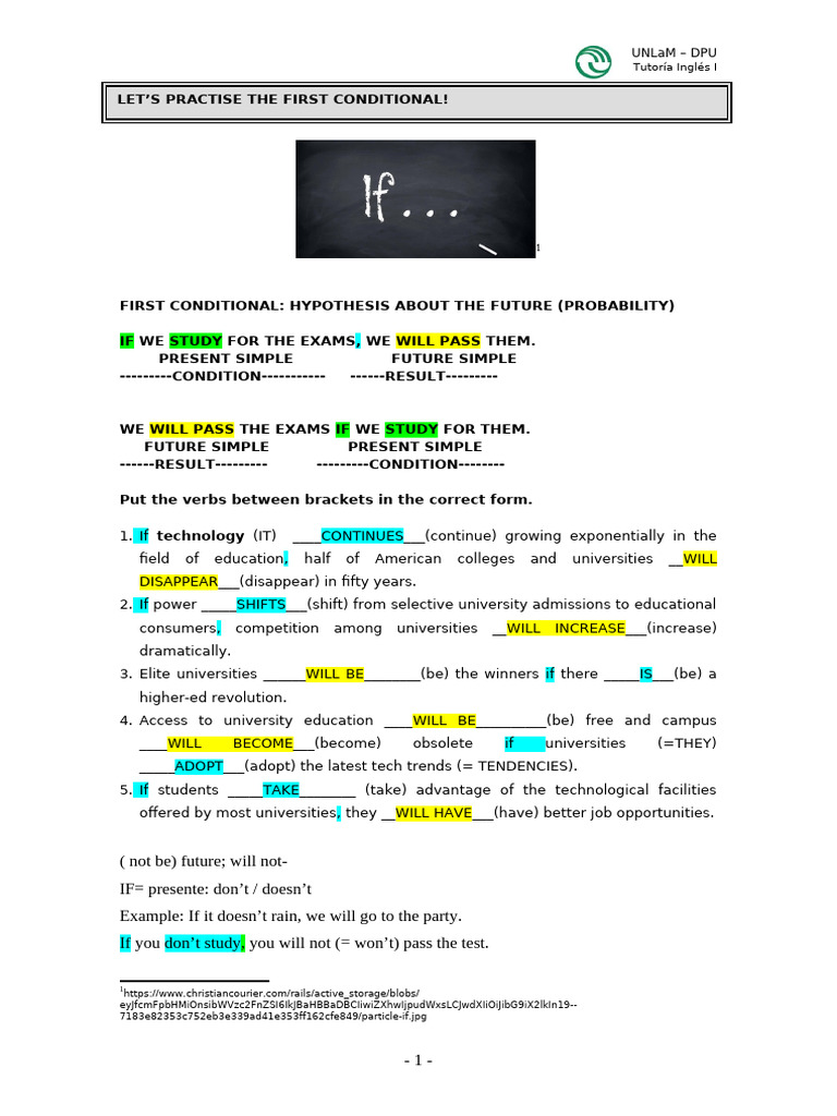 First Conditional - Practice | PDF