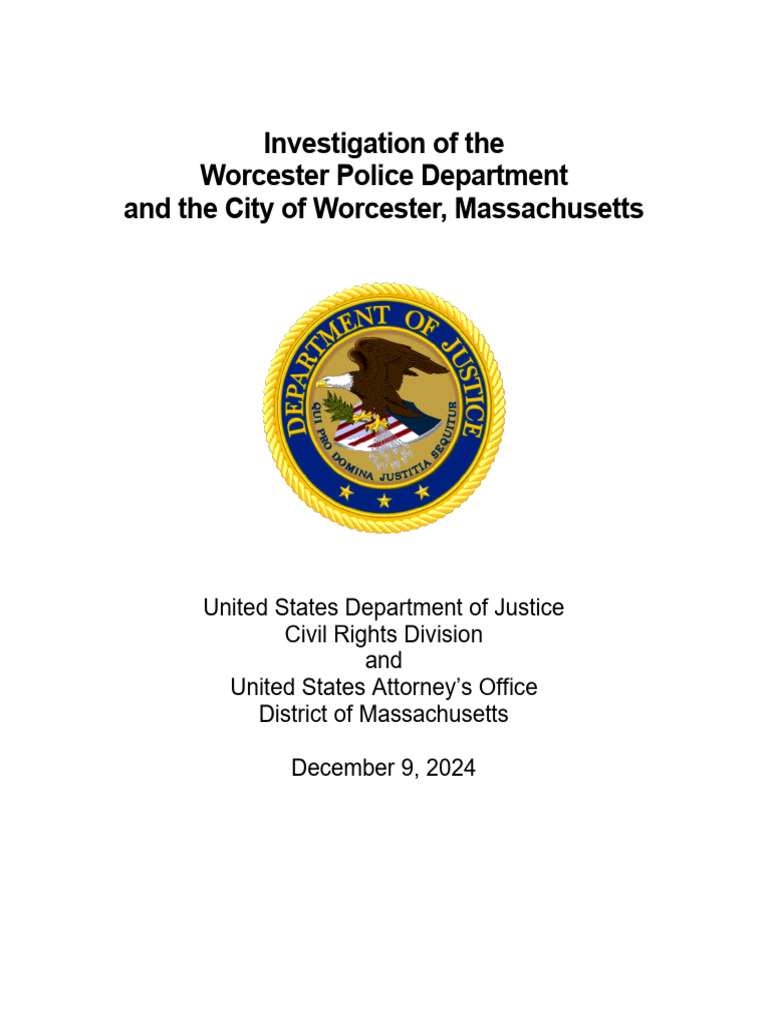 DOJ Report - Worcester PD | PDF | Taser | Use Of Force