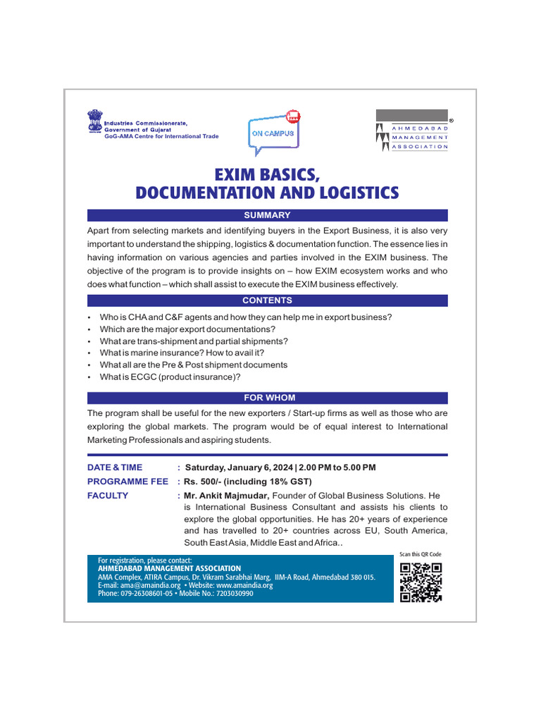 EXIM Basics Documentation and Logistics January 6 2024 | PDF
