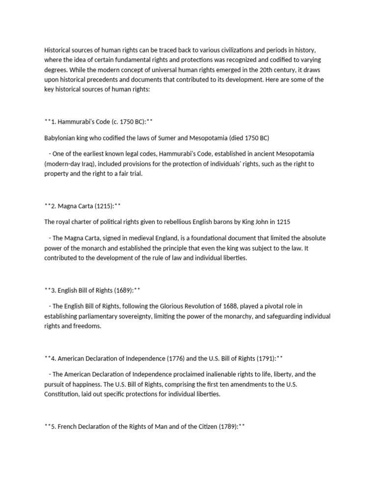 Historical Sources of Human Rights | PDF | Human Rights | International ...