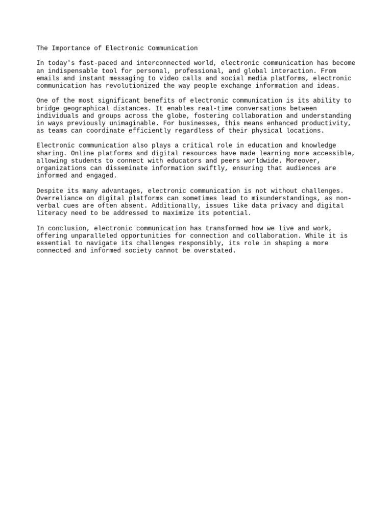 Electronic Communication's Impact | PDF