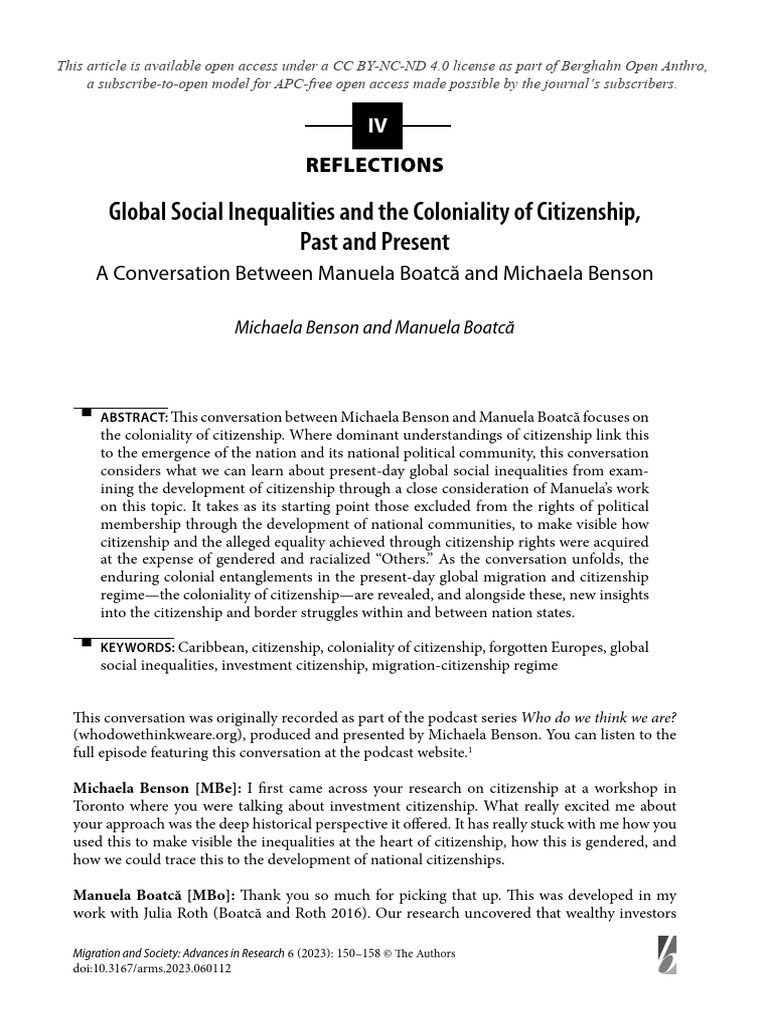 Coloniality of Citizenship and Inequality | PDF | Citizenship | Colonialism
