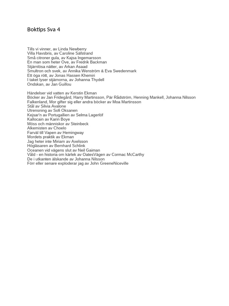 Boktips Sva 4 | PDF