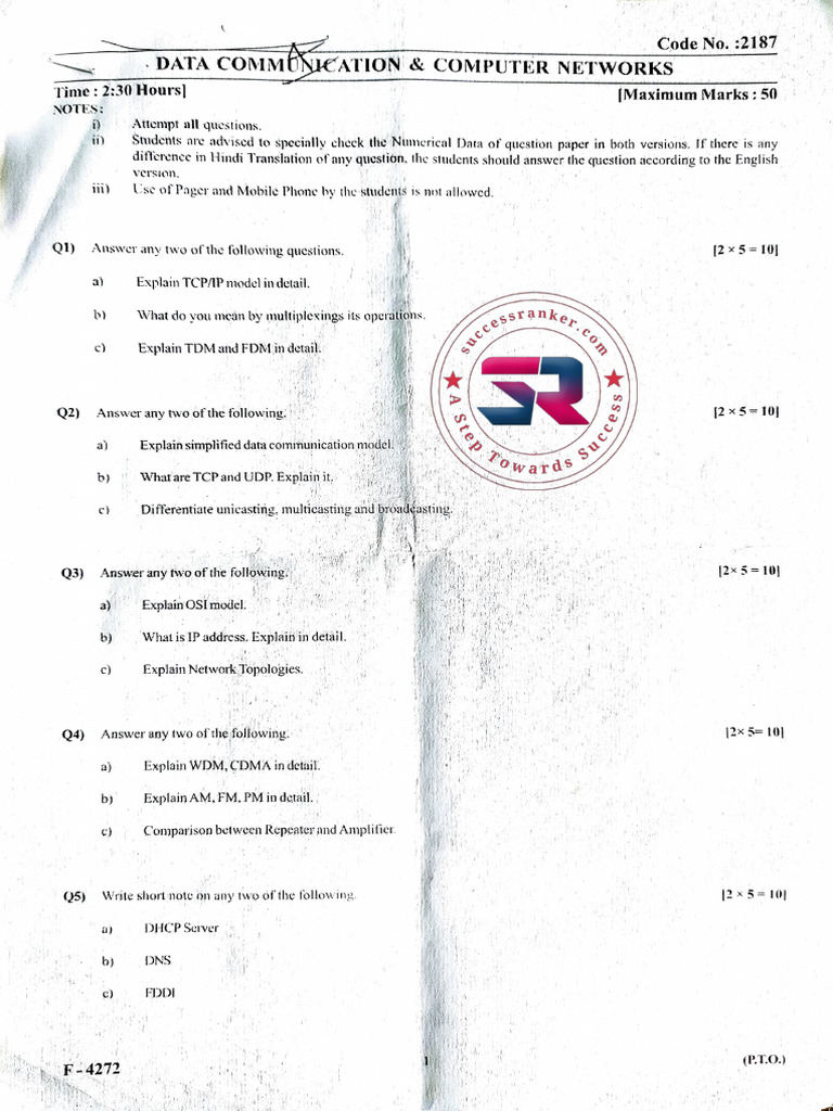 Data Communication Computer Networks 2022 Successranker & | PDF