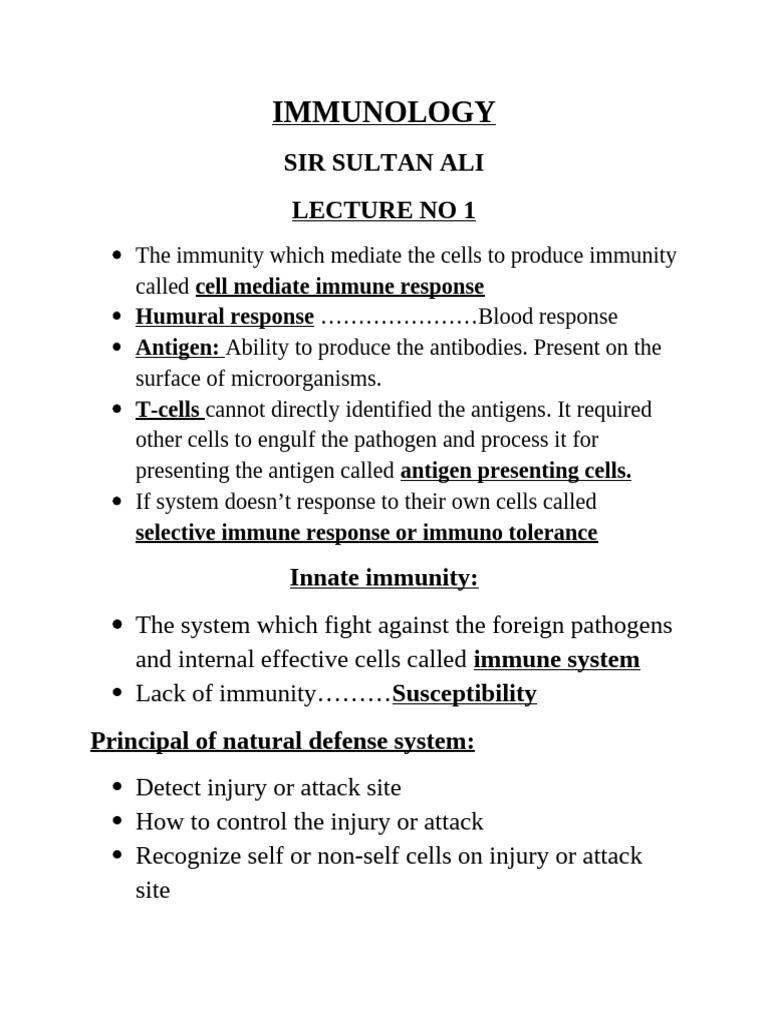 IMMUNOLOGY Lecture 1 | PDF