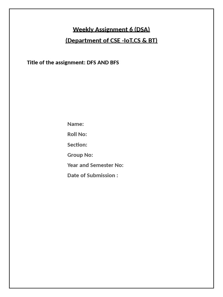 Weekly Assignment 8 + 9 DSA | PDF