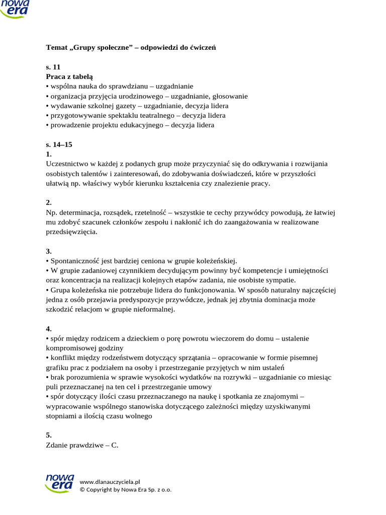 12 Grupy Spoleczne Odpowiedzi Do Cwiczen | PDF